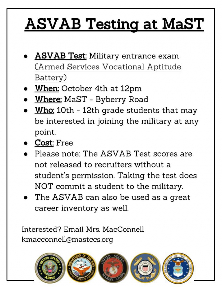ASVAB Testing at MaST – 10/4 – MaST Community Charter School