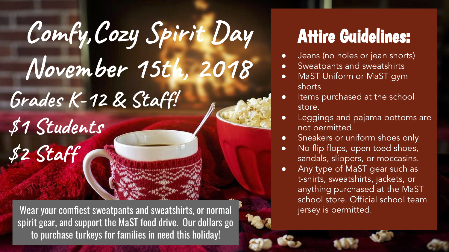 Comfy, Cozy Spirit Day – 11/15 – MaST Community Charter School