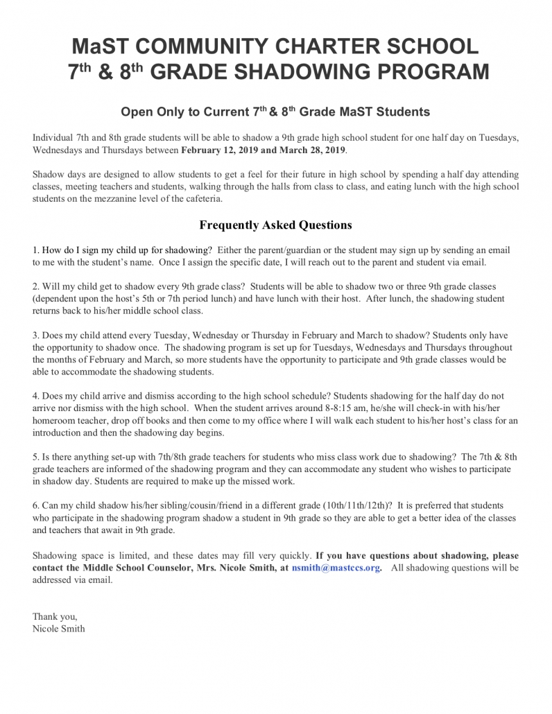 Shadowing Program for Current 7th and 8th Grade MaST Students – MaST ...