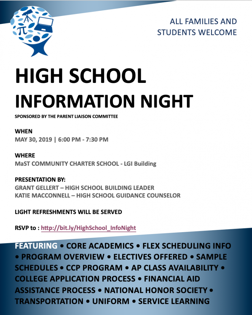 High School Information Night – MaST Community Charter School